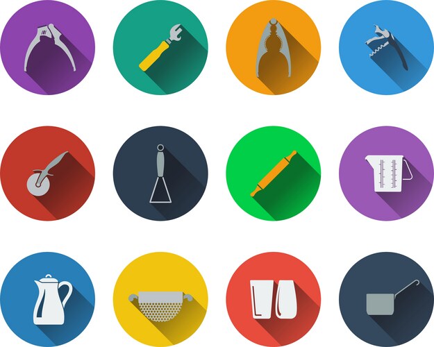 Cooking icon set kitchen tools equipment Vector Image