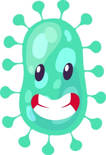 Pathogen cell character smiling cartoon infection Vector Image