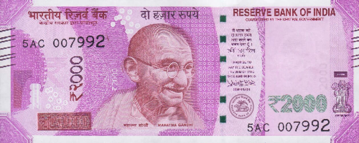 Obverse high polygonal pixel mosaic banknote 2000 Vector Image