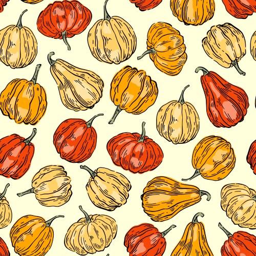 Seamless pattern with hand drawn pumpkin Vector Image