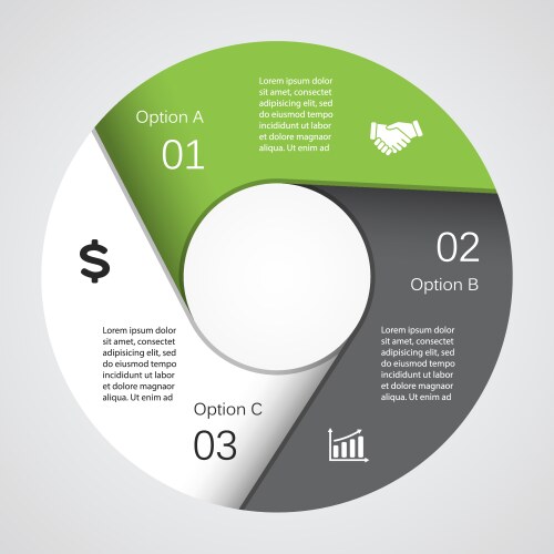 Three steps infographic circle template Royalty Free Vector