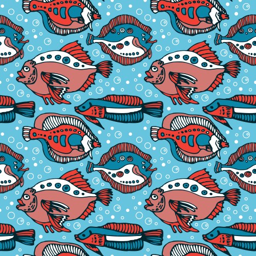 Aquatic animals seamless pattern Royalty Free Vector Image