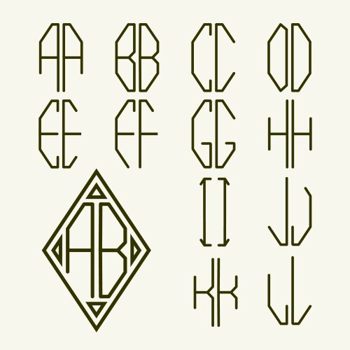 Vintage set capital letters monograms and font Vector Image