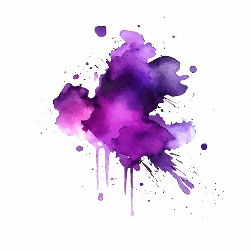 Violet watercolor paint splash isolated Royalty Free Vector