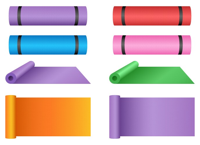 Realistic 3d detailed violet exercise mat set Vector Image
