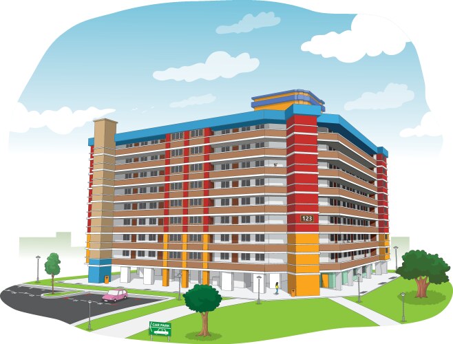 Singapore HDB Flats Royalty Free Vector Image - VectorStock