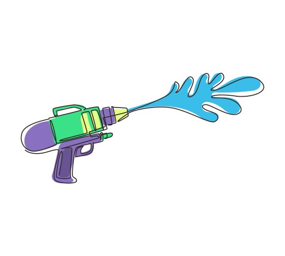 Single one line drawing water gun splashed Vector Image