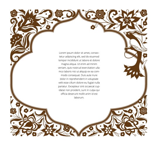 Floral frame vignette border card design template Vector Image