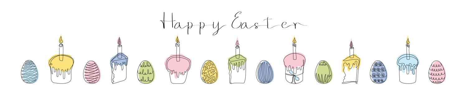 Set of easter kulich cakes with lit candles Vector Image