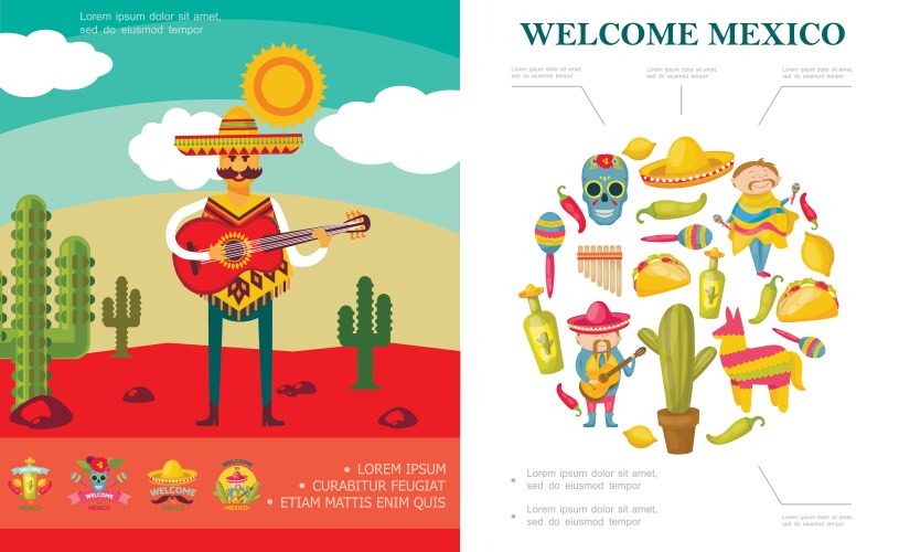 Mexico realistic set Royalty Free Vector Image