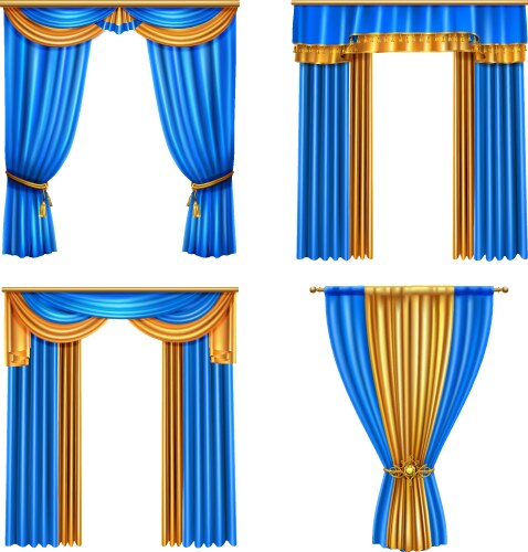 Draping curtains realistic set Royalty Free Vector Image