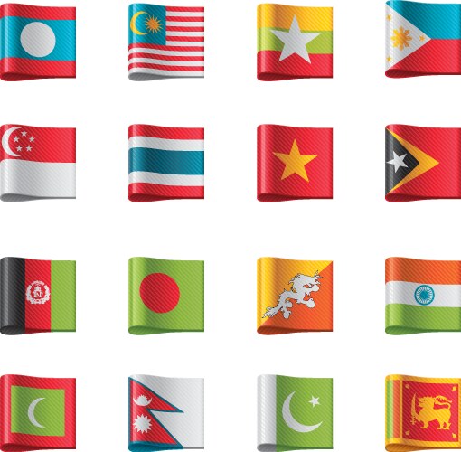 Flags of asia set Royalty Free Vector Image - VectorStock