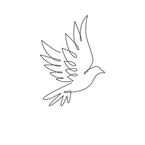 One single line drawing cute elegant fly dove Vector Image
