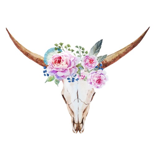 Bull skull ethnic style Royalty Free Vector Image