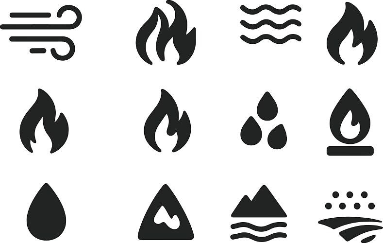 Flame Fire Icon Set - Intense Fire Royalty Free Vector Image