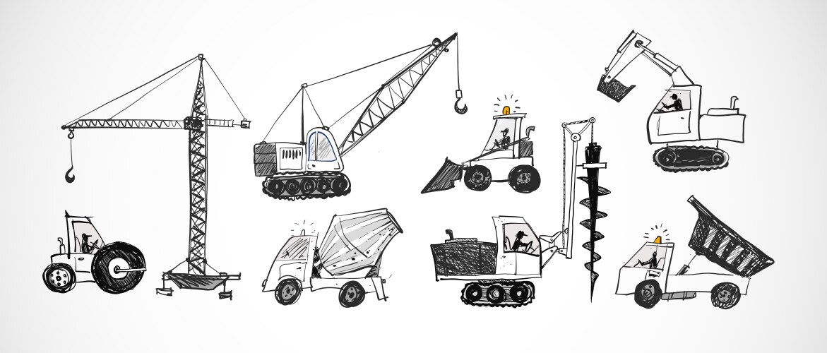 Doodle sketch of various construction Royalty Free Vector