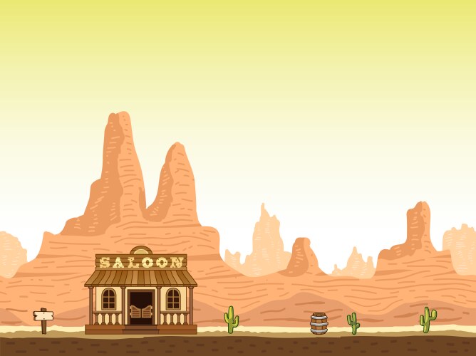 Tileable horizontal background wild west set3 Vector Image