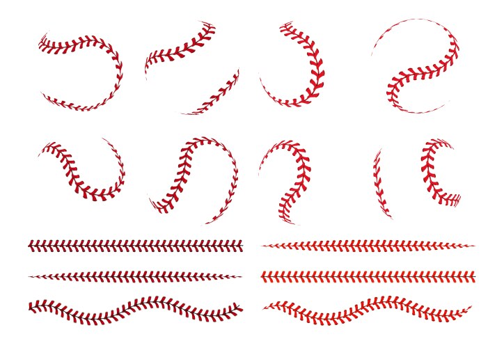Baseball or softball laces stiching seams Vector Image