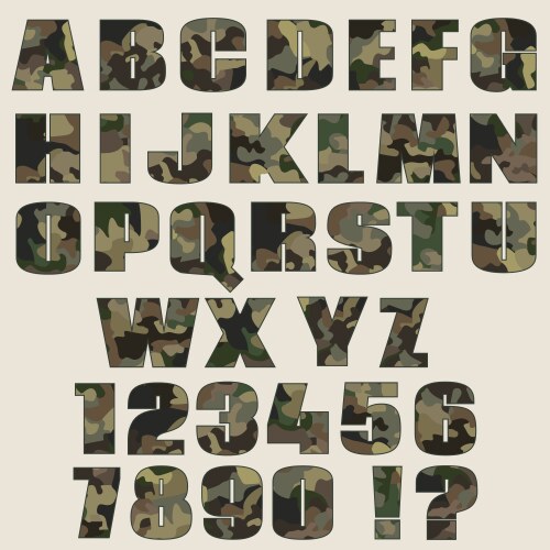 Military and army font camouflage rough pattern Vector Image