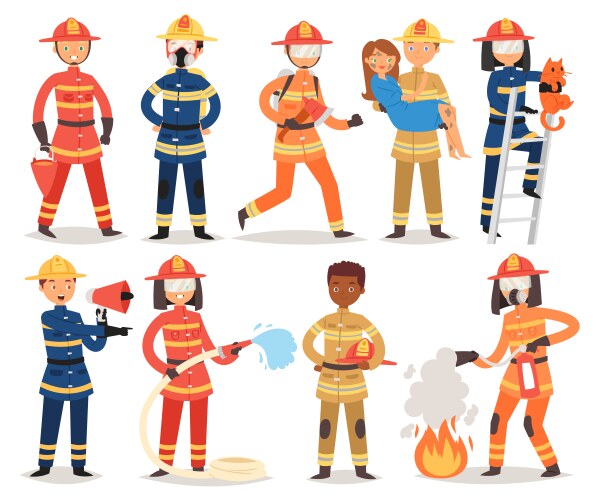Profession and occupation set fireman equipment Vector Image