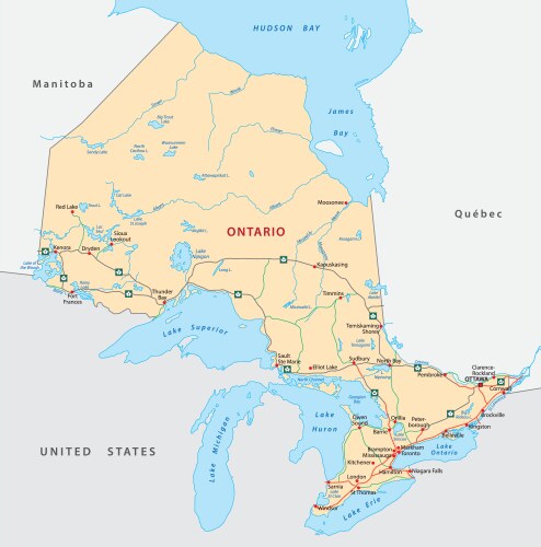 Ontario province map Royalty Free Vector Image