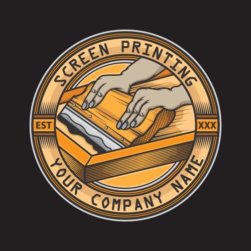 Screen Printing Logo Template Royalty Free Vector Image