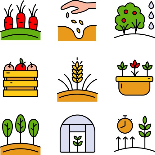 Big agriculture icons set Royalty Free Vector Image