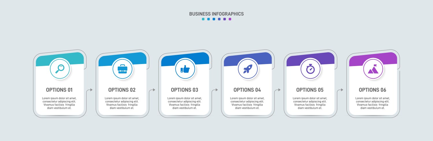 Horizontal progress bar featuring 6 arrow-shaped Vector Image