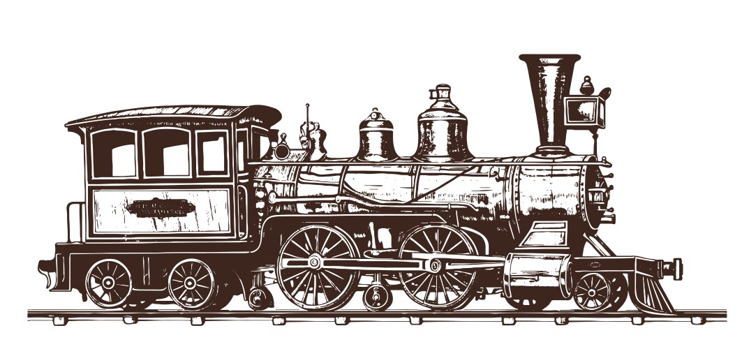 Steam train hand drawn sketch Royalty Free Vector Image