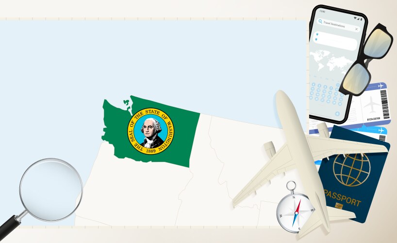 Massachusetts map and flag cargo plane Royalty Free Vector