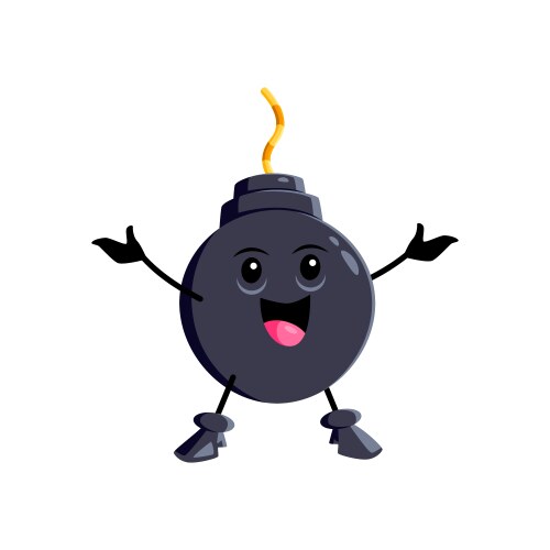 Cartoon bomb character weapon personage with burst