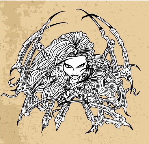 Fantasy engraved with woman as demon Royalty Free Vector
