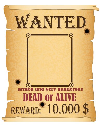 Wintage wanted poster isolated Royalty Free Vector Image