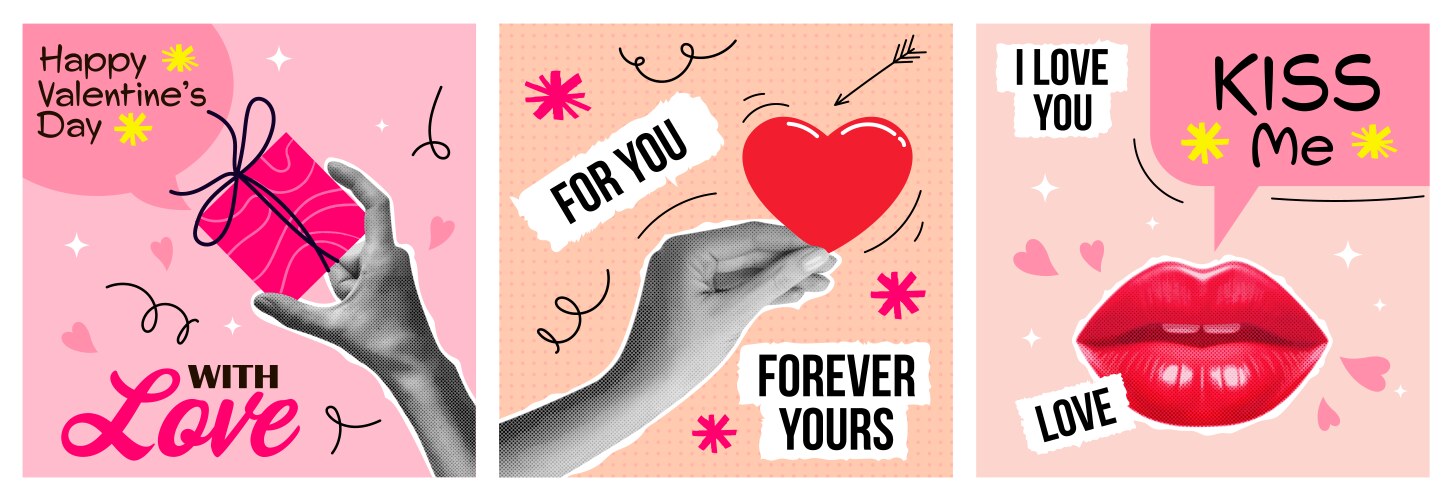 Collage poster design - valentines day 2 Vector Image