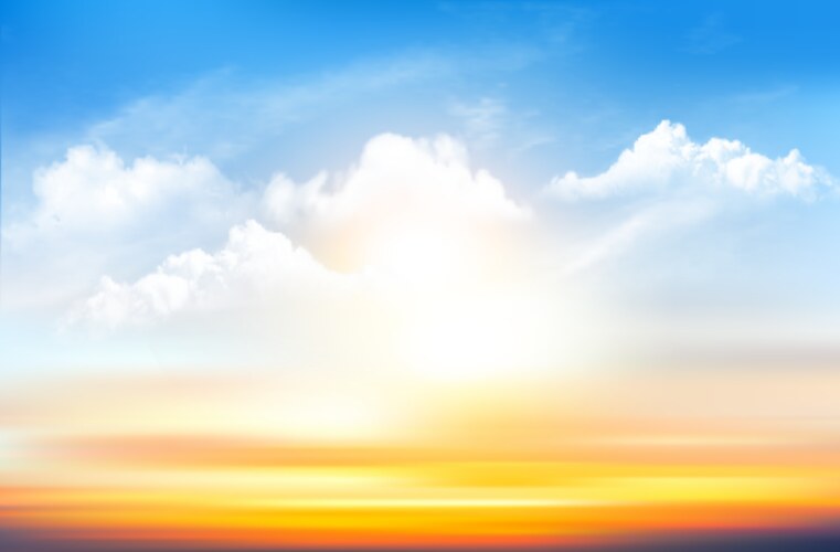 Abstract sunset or sunrise sky and sun shining Vector Image
