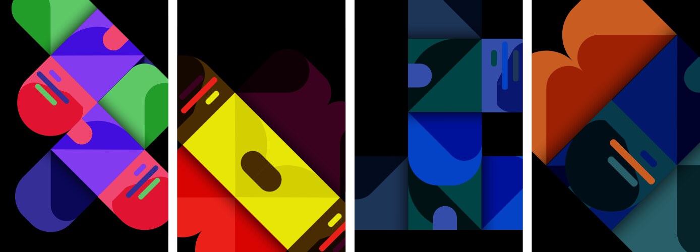 Geometric colorful poster backgrounds with squares
