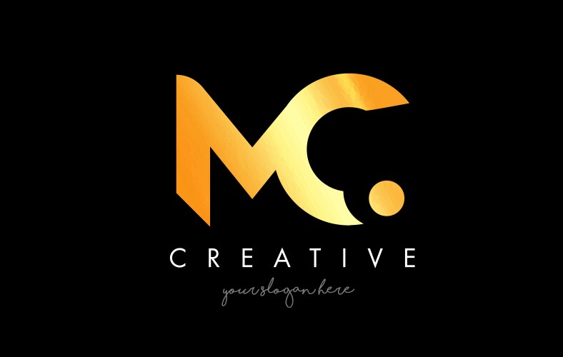 Golden letter m logo design Royalty Free Vector Image