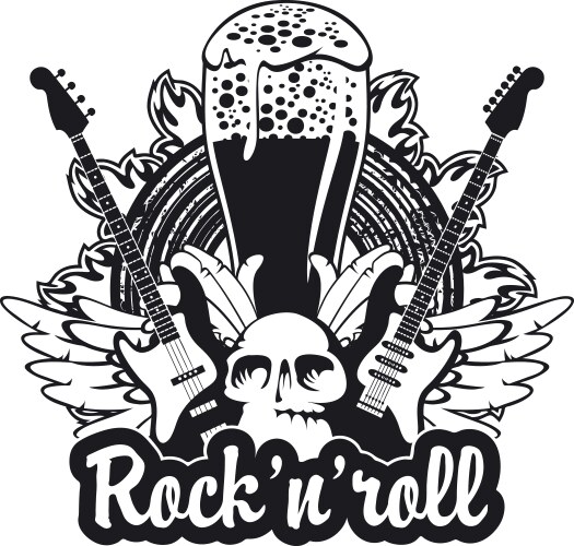 Set of rock and roll music emblems Royalty Free Vector Image