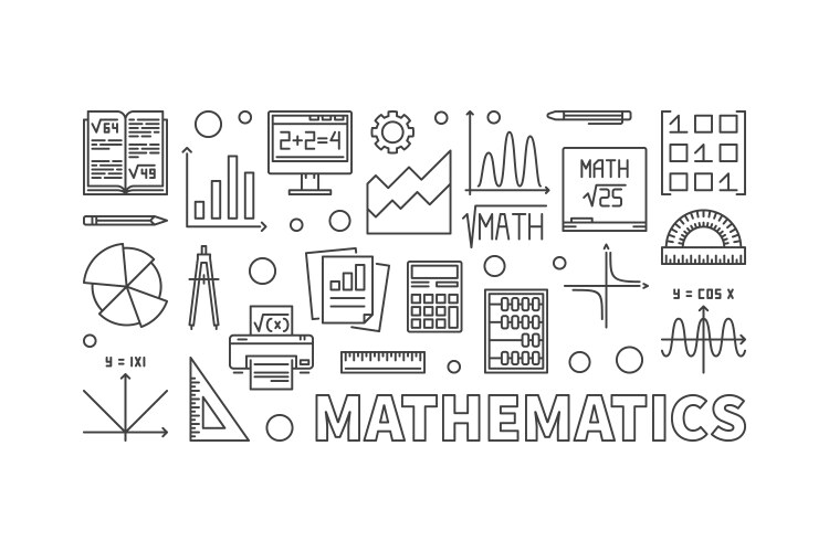 Mathematics doodle hand drawn school set Vector Image