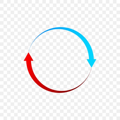 3d rotating red blue arrows showing heat and cold Vector Image