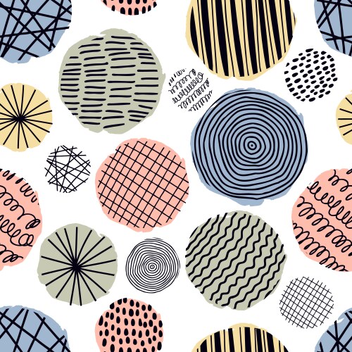 Seamless pattern with round textured elements Vector Image