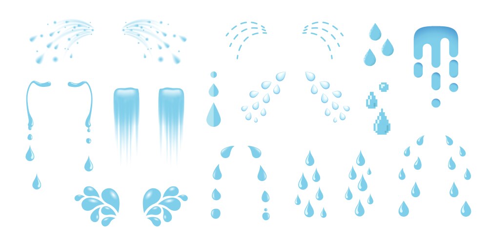 Cartoon tears flat water drops drop of sweating Vector Image