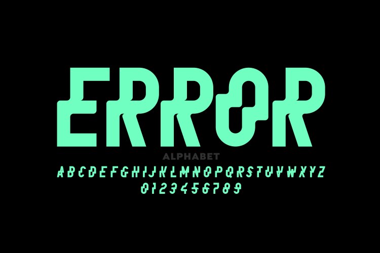 Damaged font design alphabet letters and numbers Vector Image