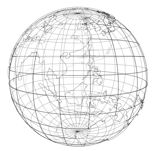 Globe 3d model earth or planet meridian parallel Vector Image