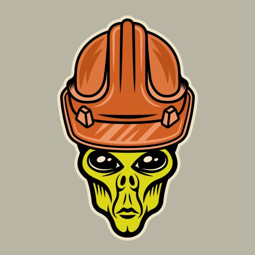 Alien head in firefighter helmet Royalty Free Vector Image