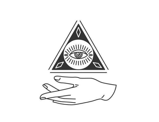 Lord buddha hand with eye holding lotus flower Vector Image