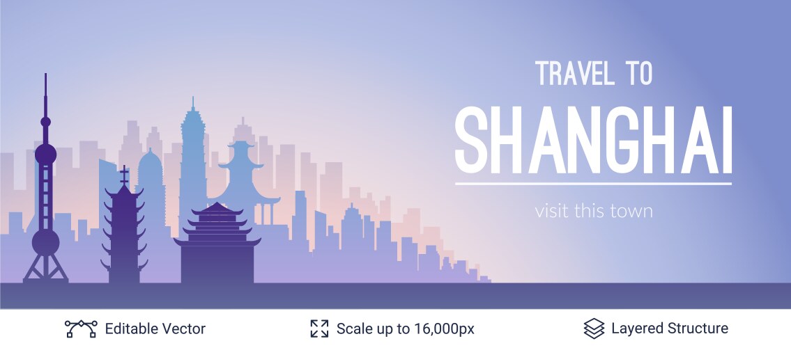Shanghai city banner Royalty Free Vector Image