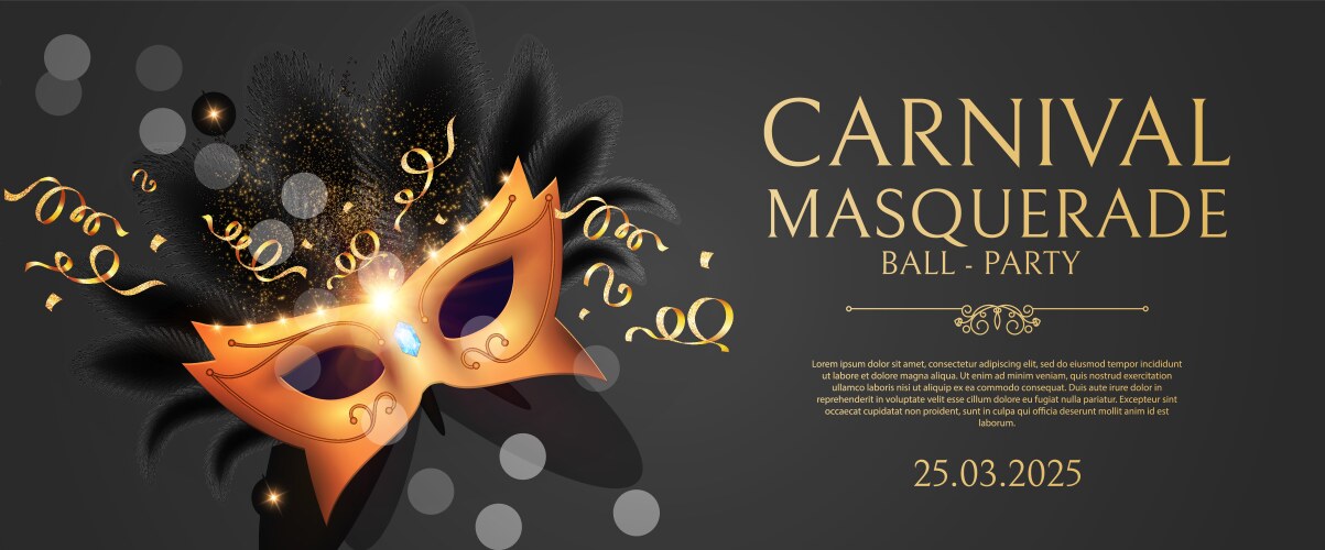 Realistic carnival mask vertical poster Royalty Free Vector