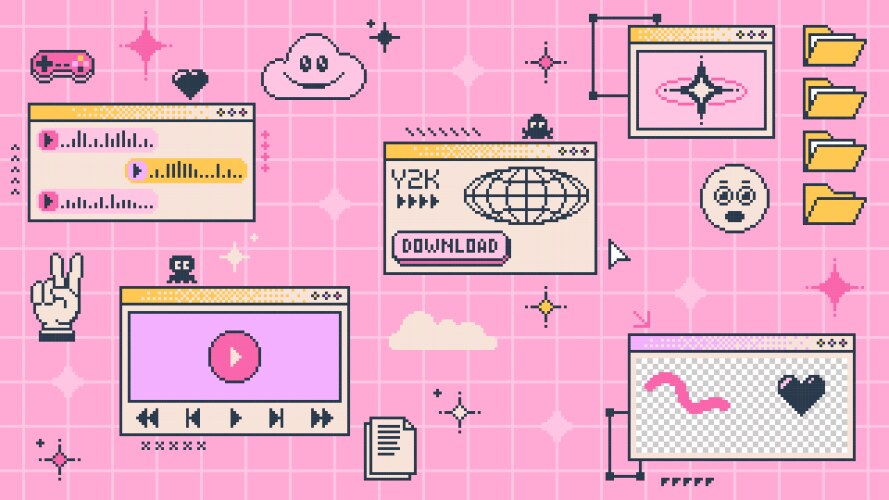 Y2k retro browser windows page computer interface Vector Image