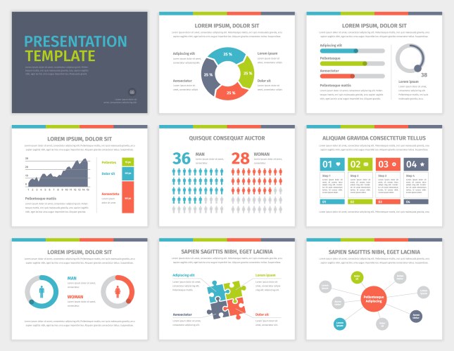 Green yellow presentation templates infographic Vector Image